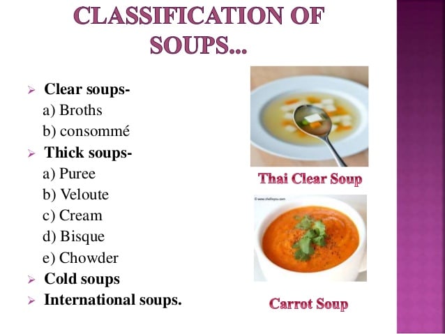 What are the 3 main categories of soups?