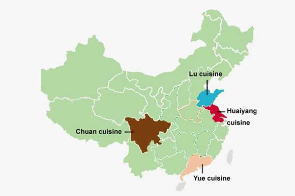 What are the 4 main cuisine regions in China?