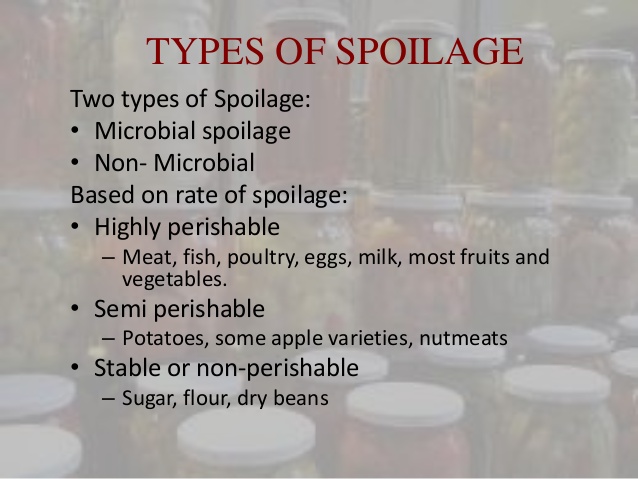 What are the 4 types of food spoilage?