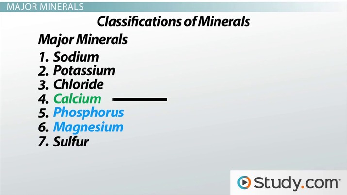 What are the 7 major minerals?