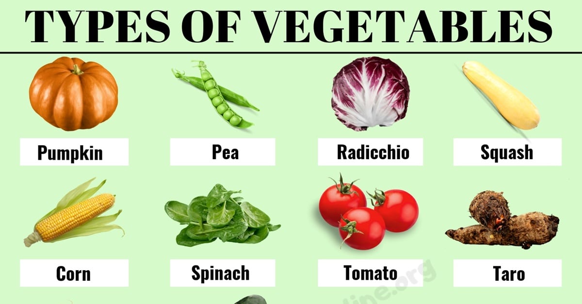 What are the 7 types of vegetables?