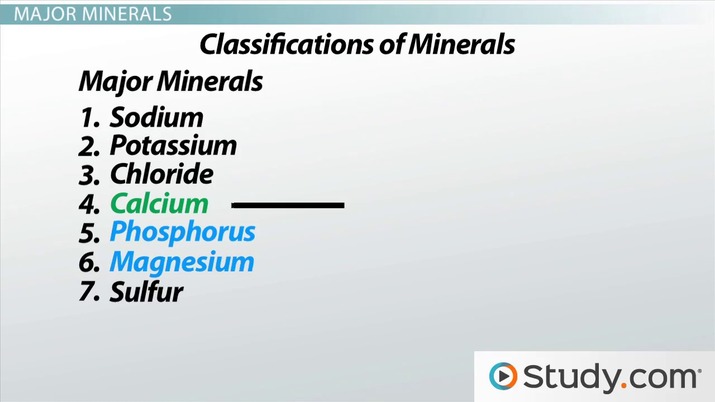 What are the 9 major minerals?