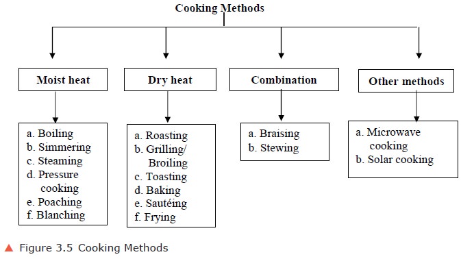 What are the basic cooking methods explain each?
