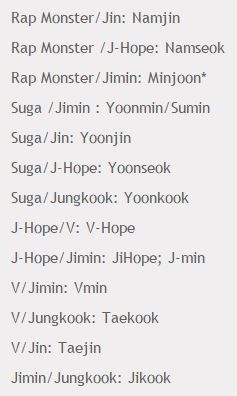 What are the BTS ship names?