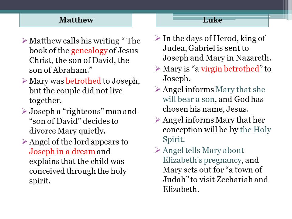 What are the differences between Matthew and Luke's infancy narratives?