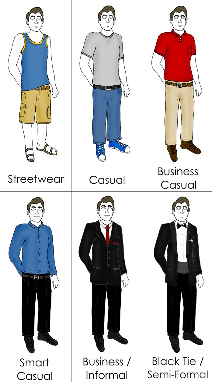 What are the different dress code?