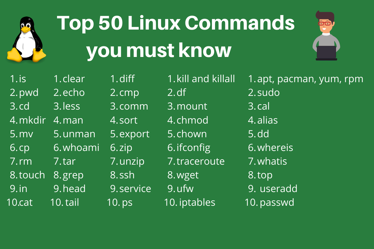What are the different types of commands in Linux?