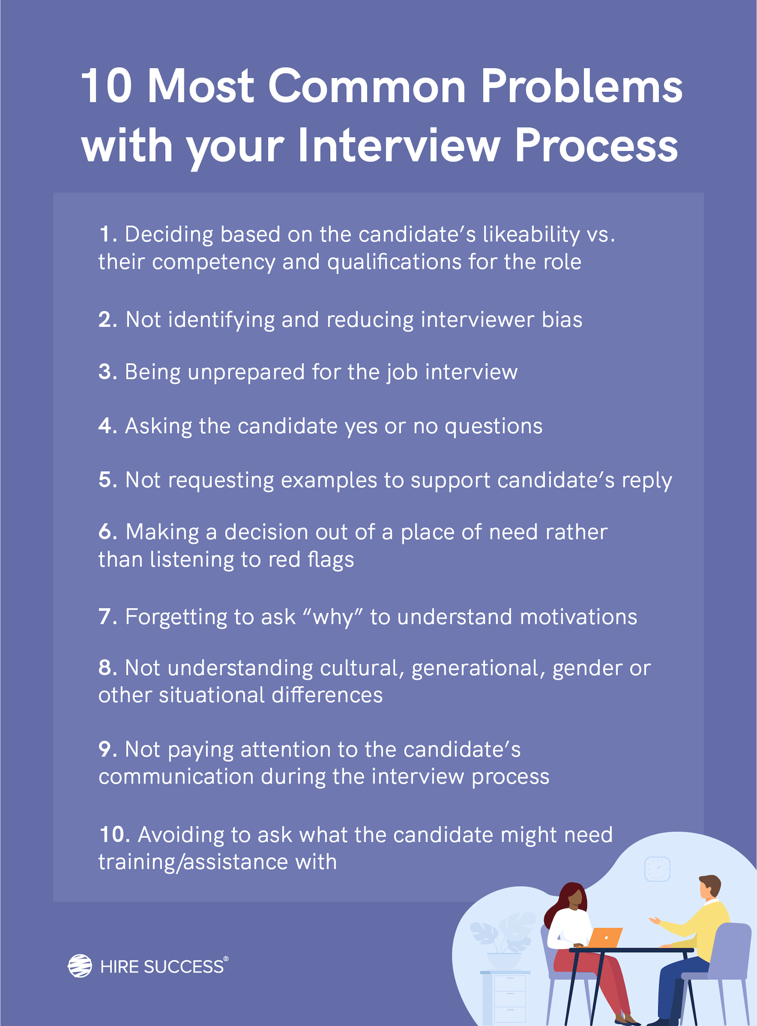 What are the faults that an interviewer should avoid while interviewing a candidate?