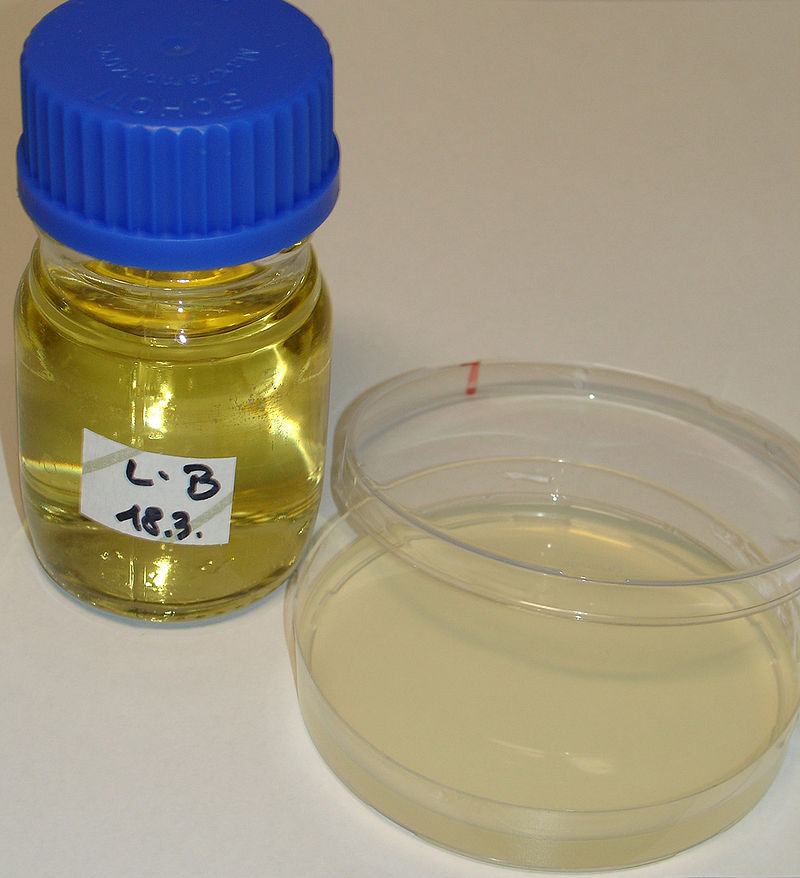 What are the four ingredients used to make up 1 L of LB agar medium?