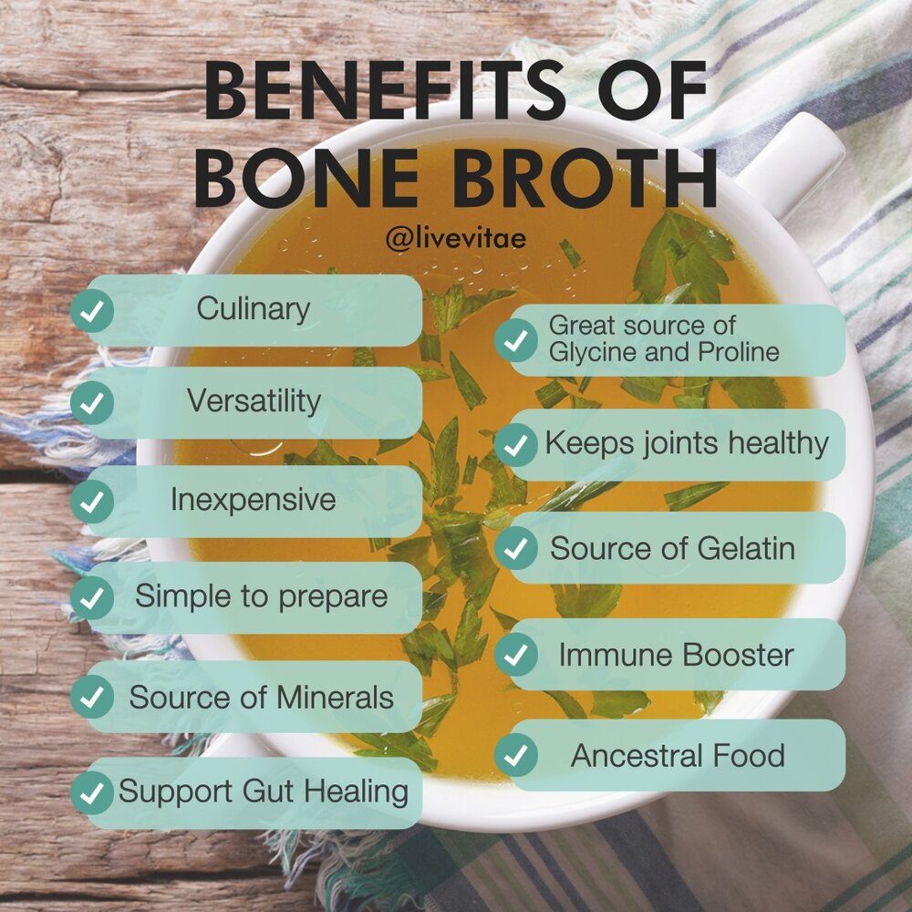 What are the health benefits of bone broth and chicken broth?