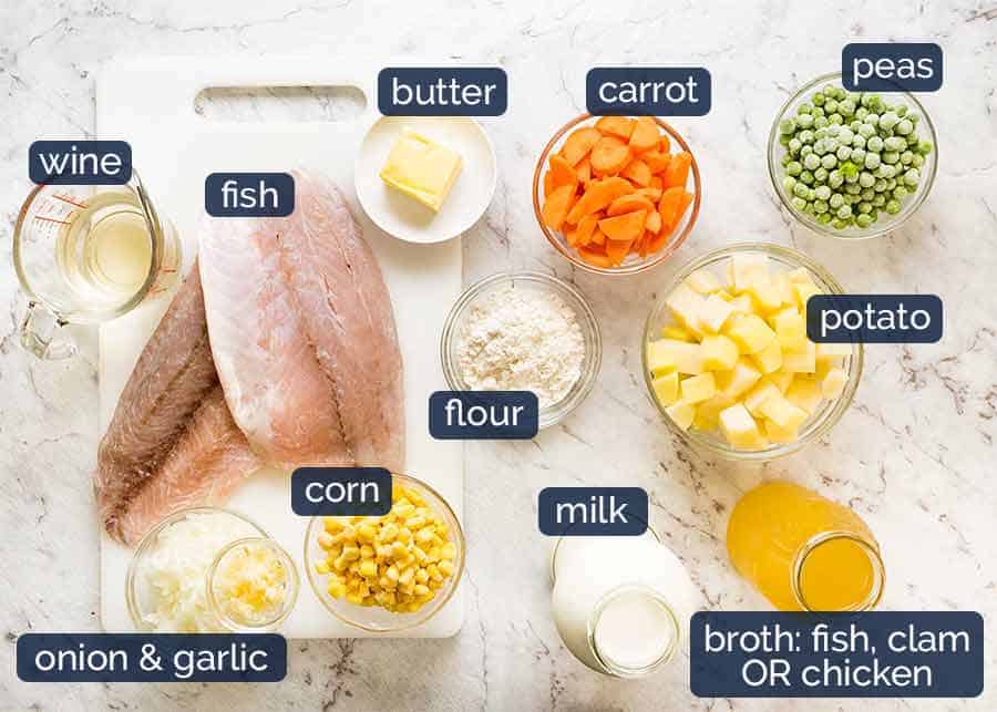 What are the ingredients in fish chowder?