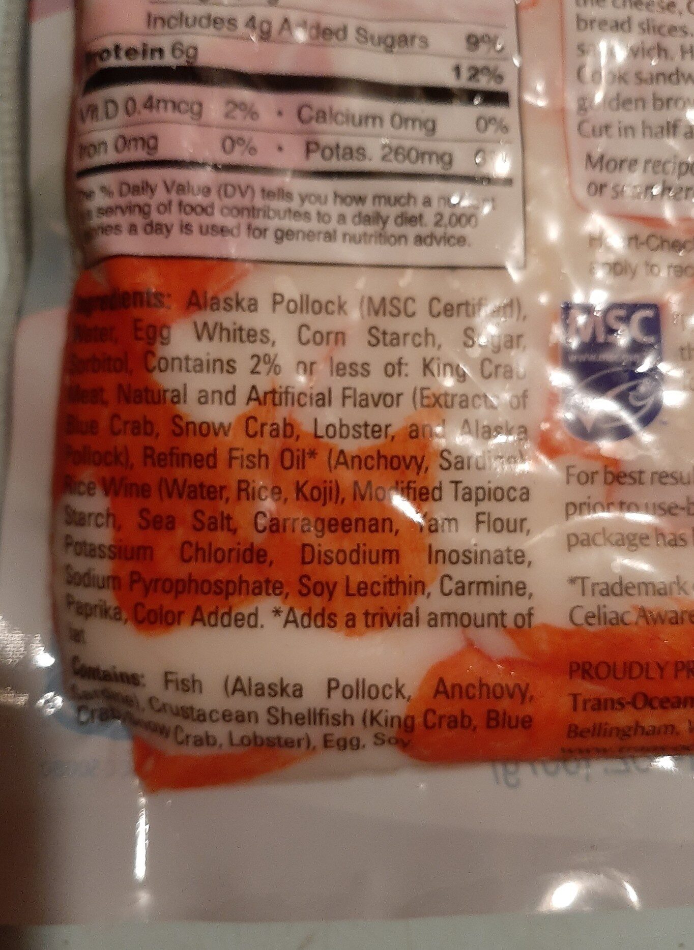 What are the ingredients in imitation crab?