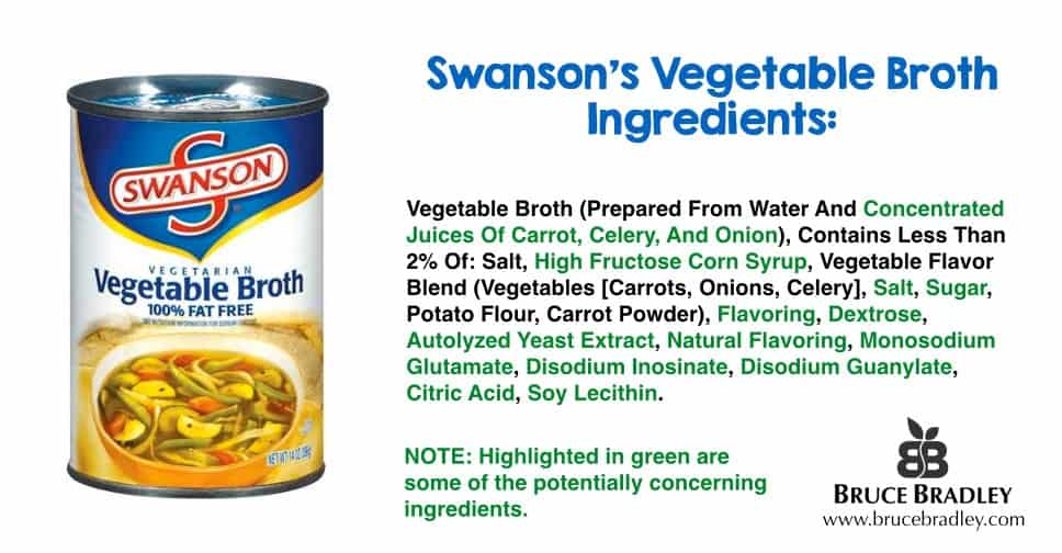 What are the ingredients in Swanson vegetable broth?