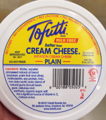 What are the ingredients in tofu cream cheese?