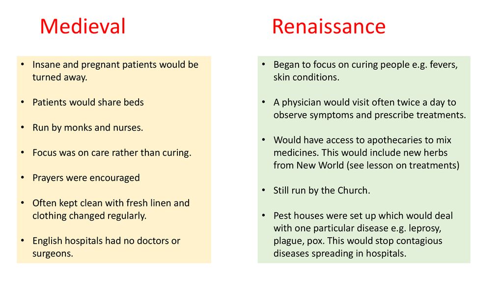 What are the main differences between medieval and Renaissance medicine?