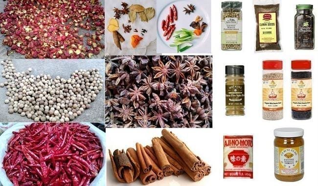 What are the main spices used in Chinese cooking?