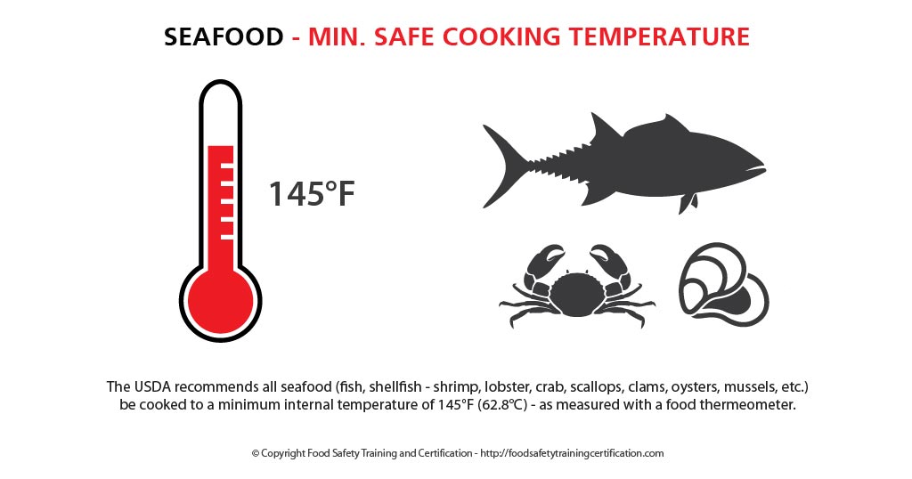 What are the major food safety considerations when handling fish and shellfish?