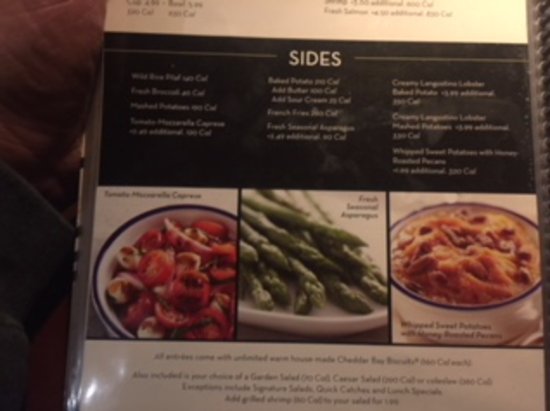 What are the side choices at Red Lobster?