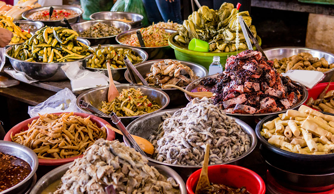 What are the staple food in Cambodia?