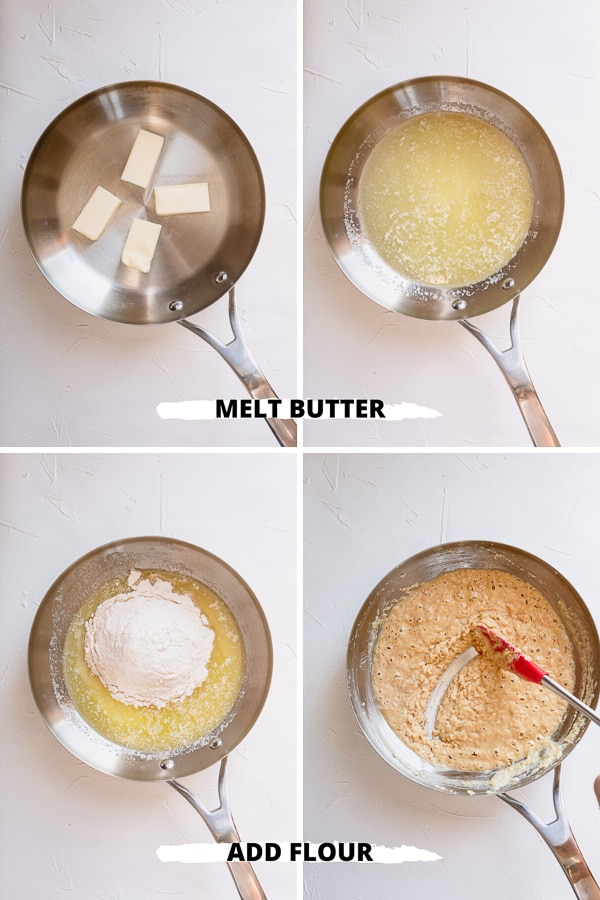 What are the steps in making a roux?