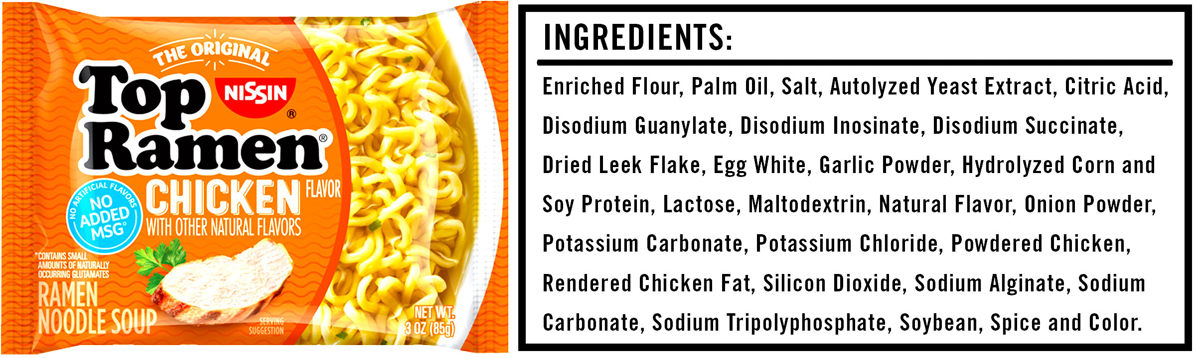 What are the three main ingredients in ramen noodles?