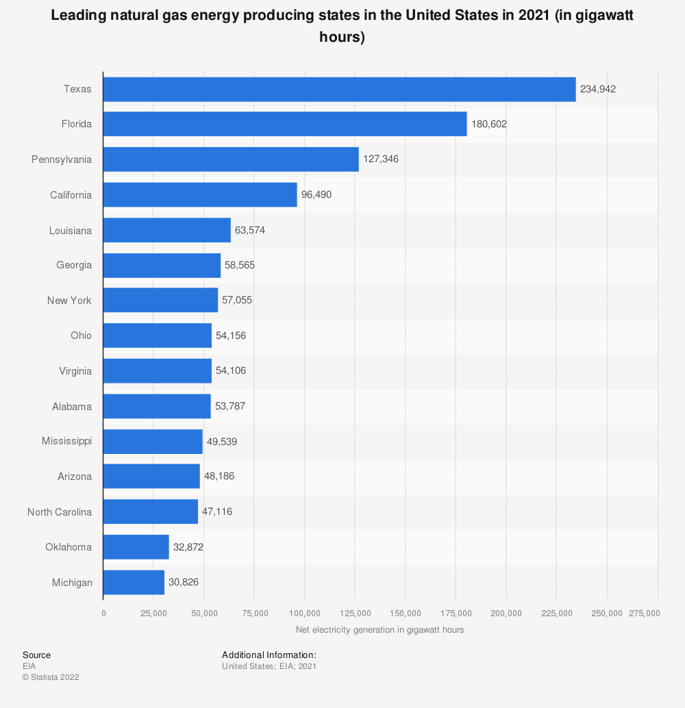 What are the top 5 producing natural gas States?