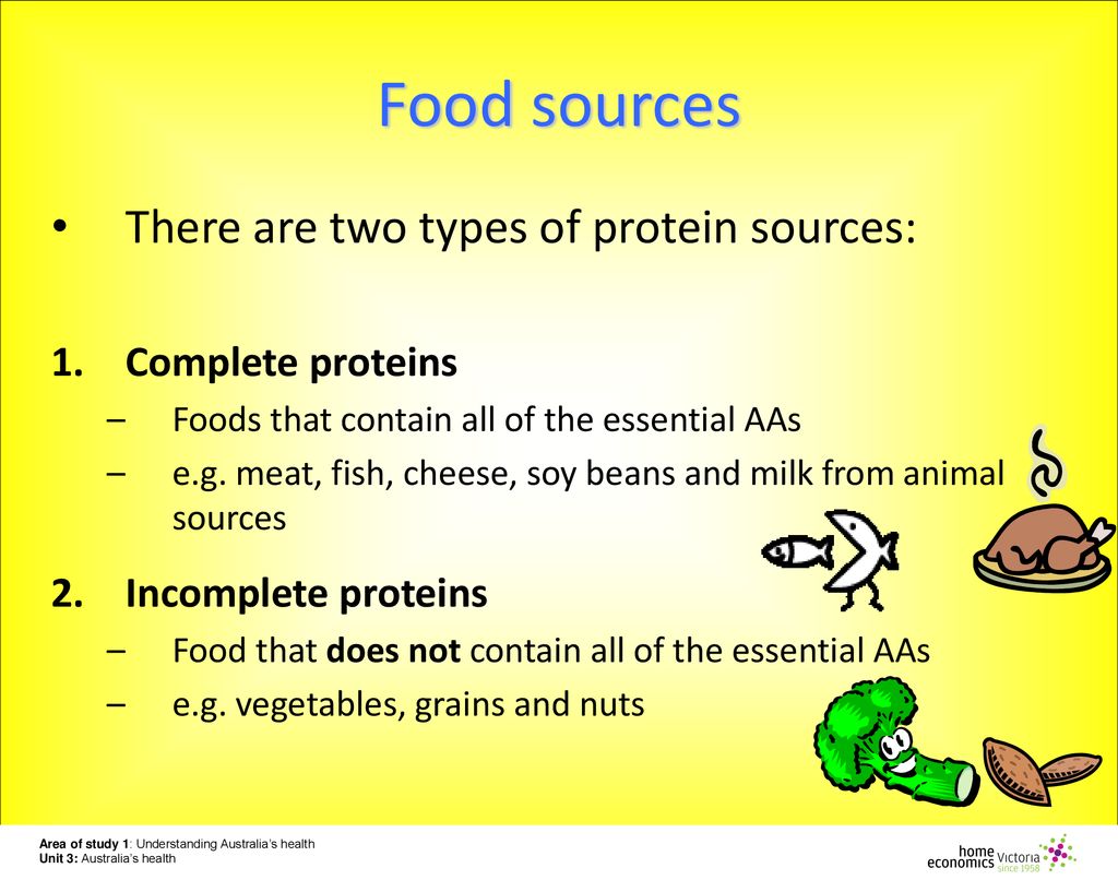 What are the two 2 sources that proteins come from?