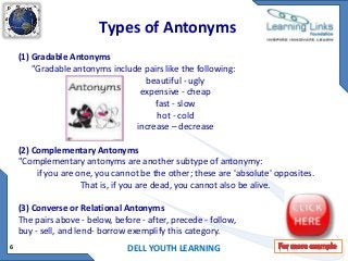 What are three types of antonym?