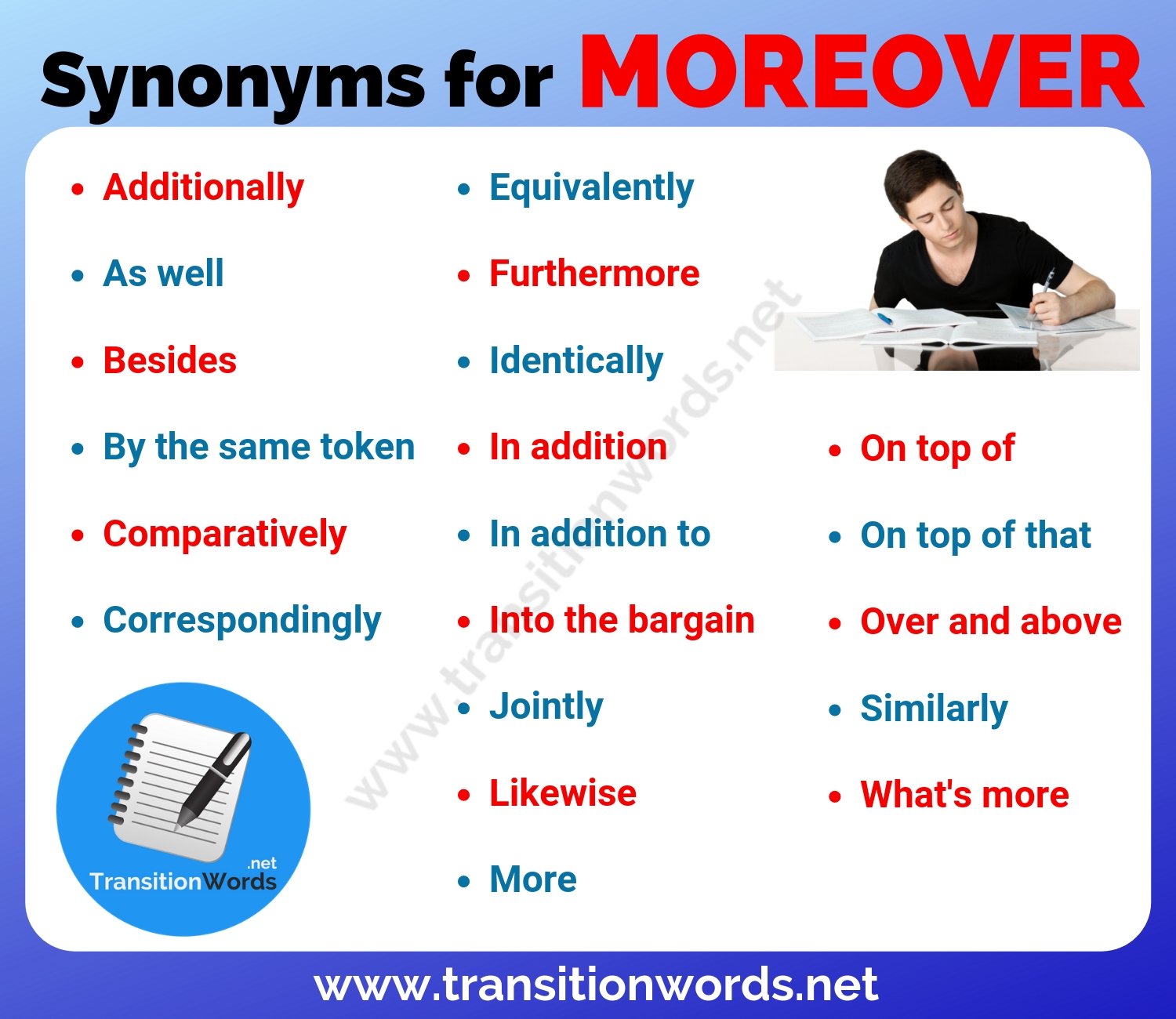What are words like moreover called?