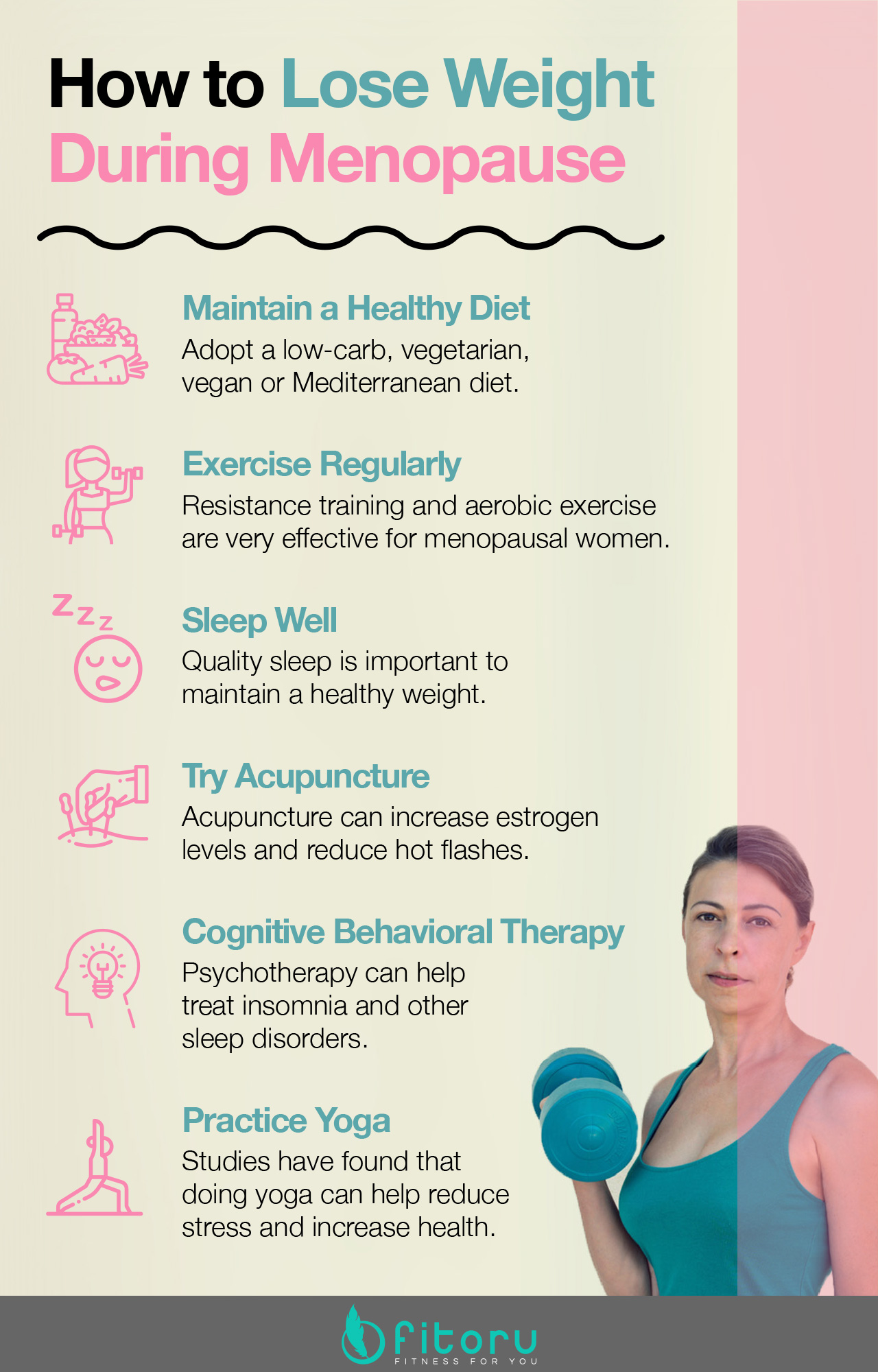 What can a menopausal woman do to lose weight?