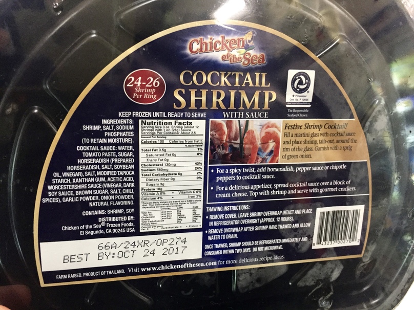 What chemicals are in frozen shrimp?