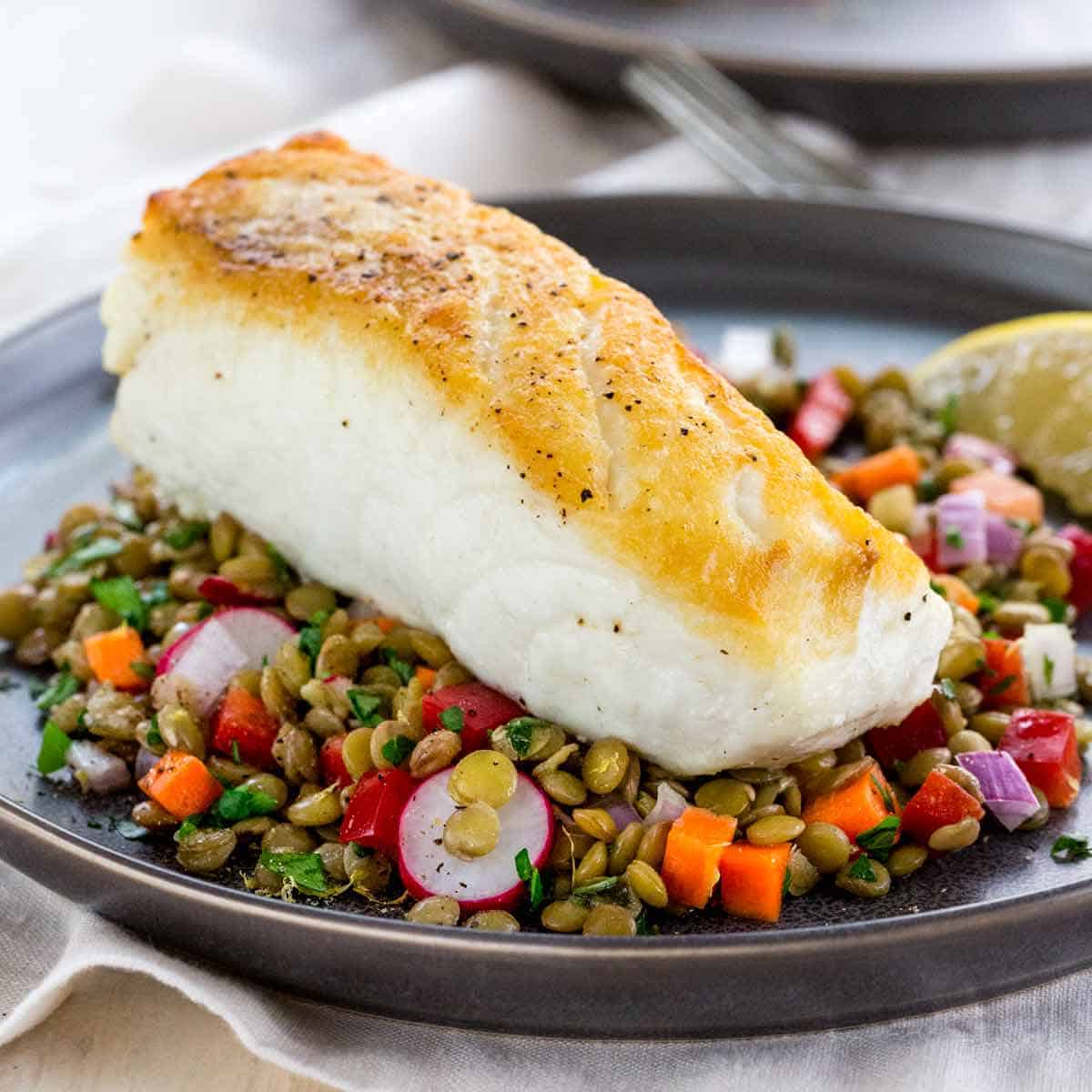 What color is cooked halibut?