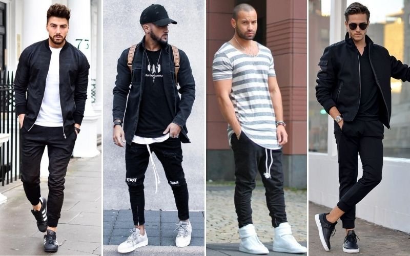 What color shirt goes with black joggers?