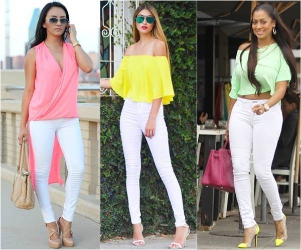 What color top goes good with white jeans?