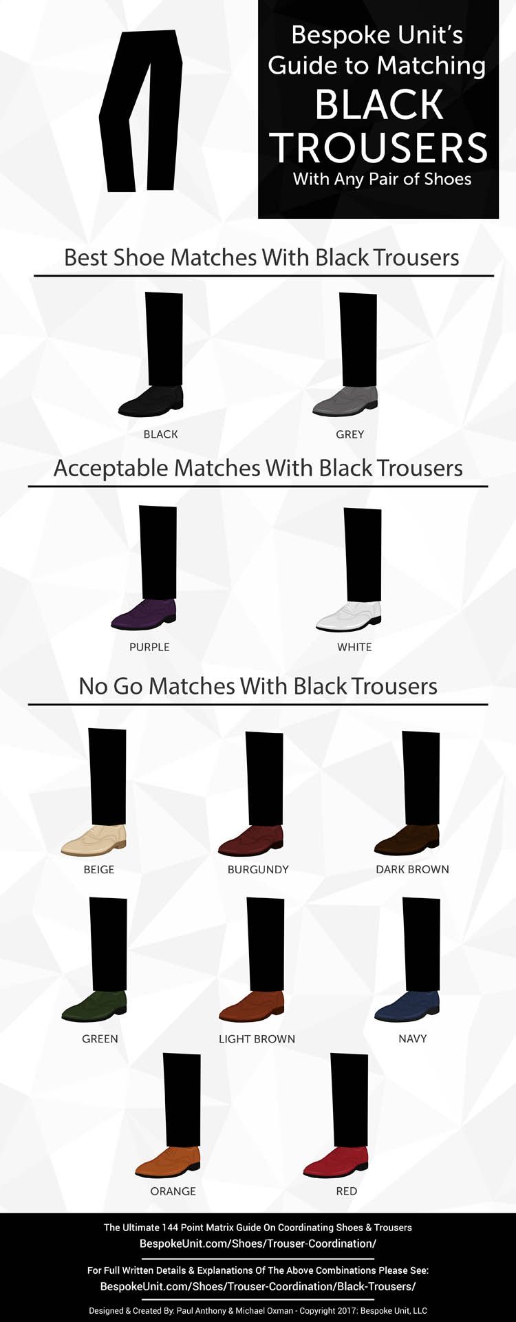 What Colour shoes can I wear with black pants?