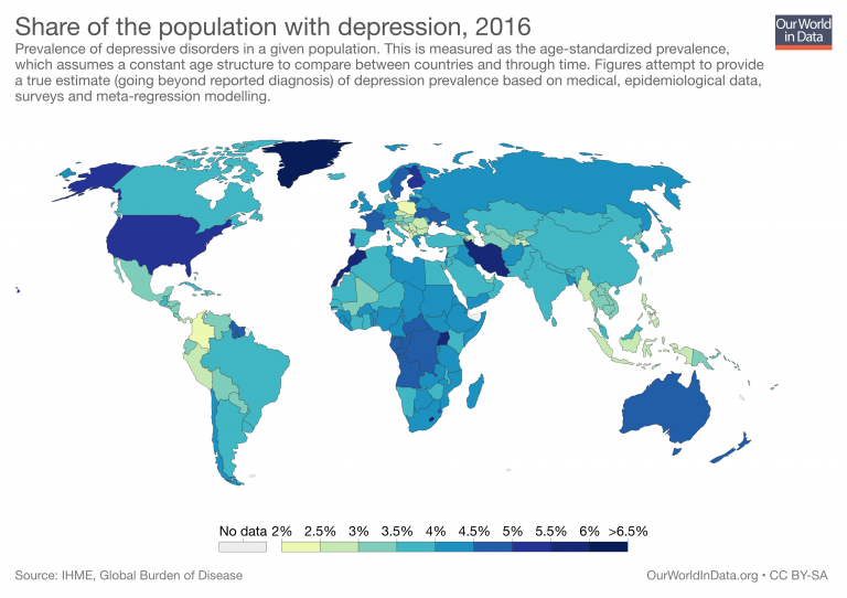 What countries are affected by mental health problems?