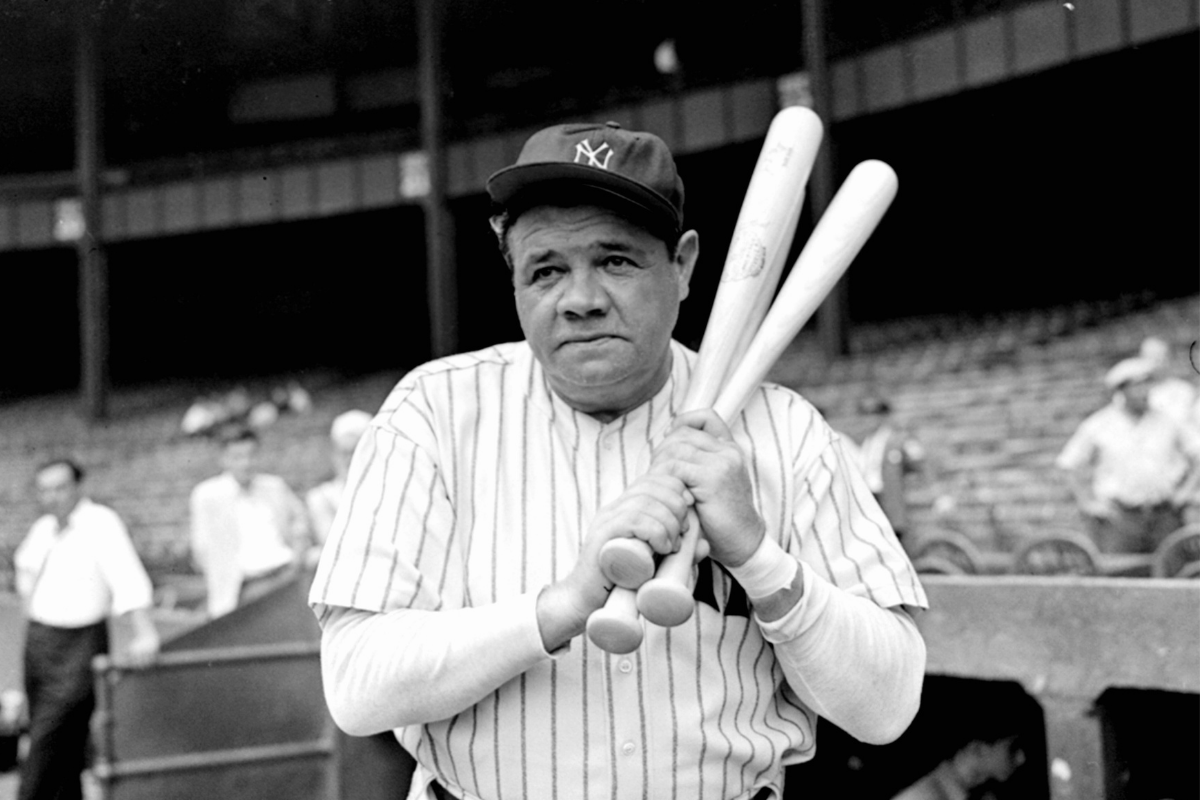 What did Babe Ruth wear under his hat?