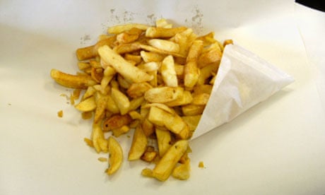 What do chip shops cook their chips in?