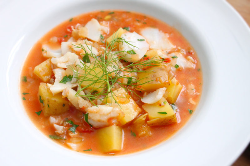 What do you call a hearty soup made from fish?