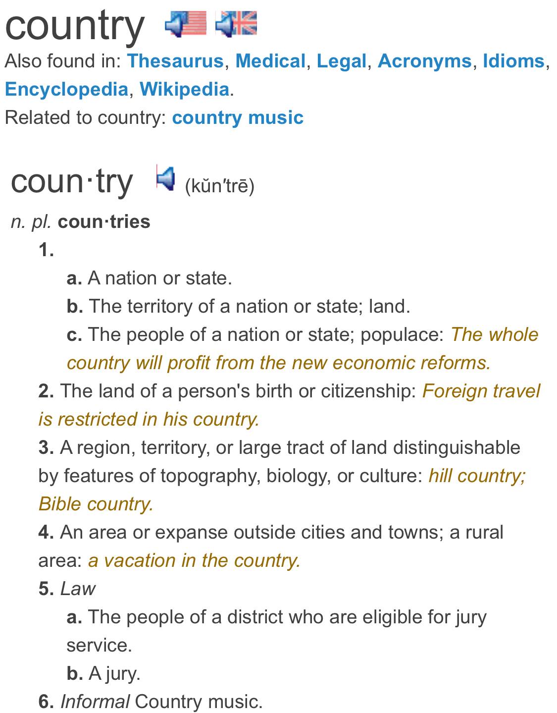 What do you mean by country?