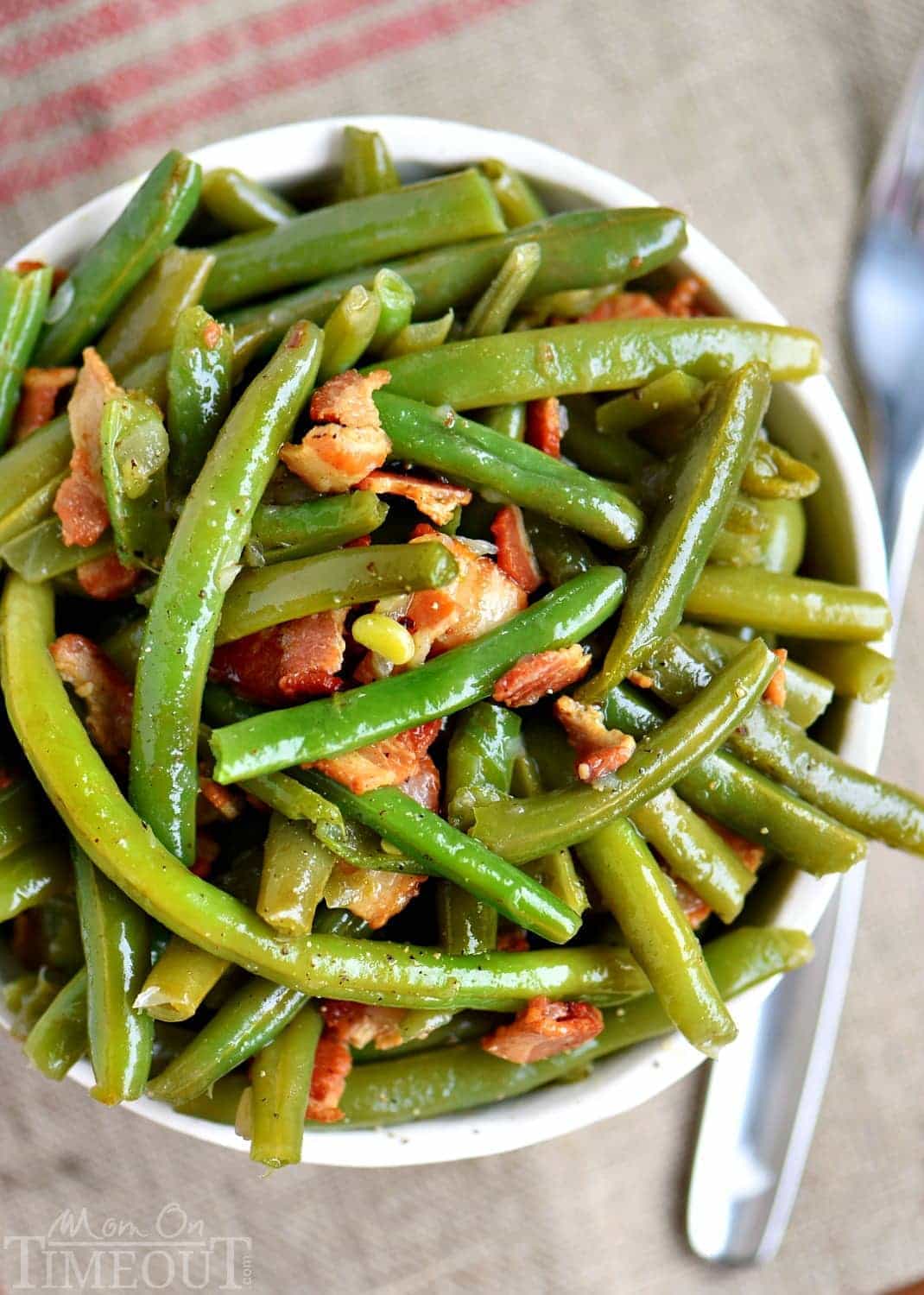 What do you put on top of green beans?