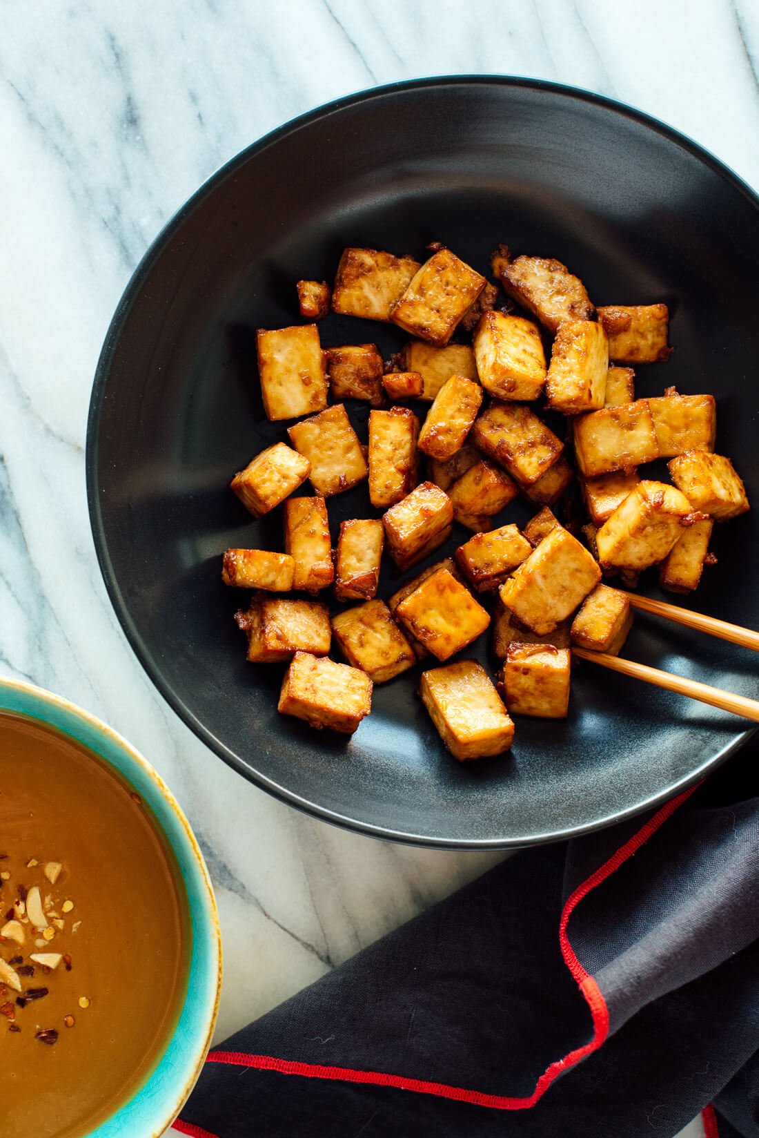 What do you put on top of tofu when cooking?