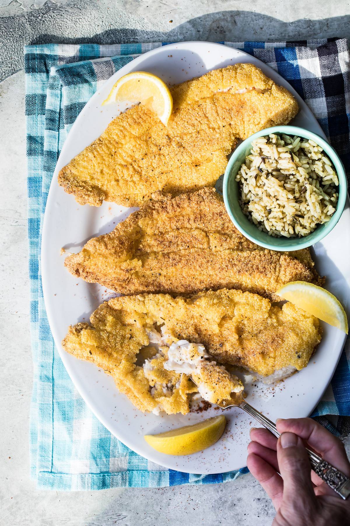What do you soak catfish in before frying?