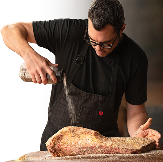 What does Aaron Franklin put on his brisket?