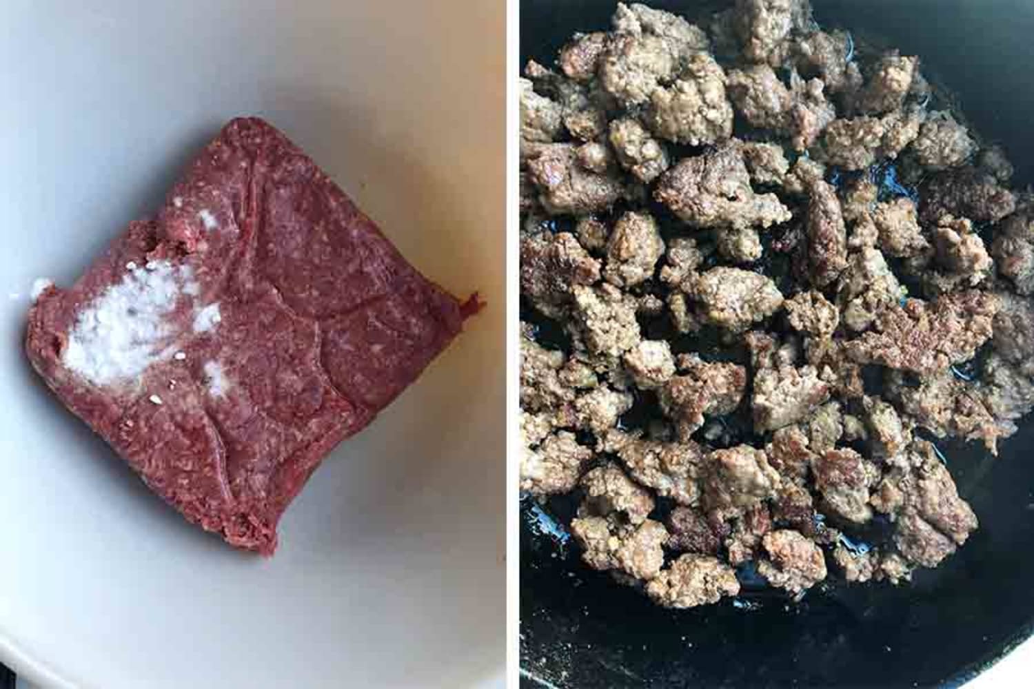 What does baking soda do to ground meat?