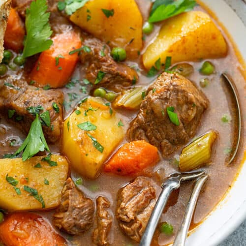 What does beef stew contain?
