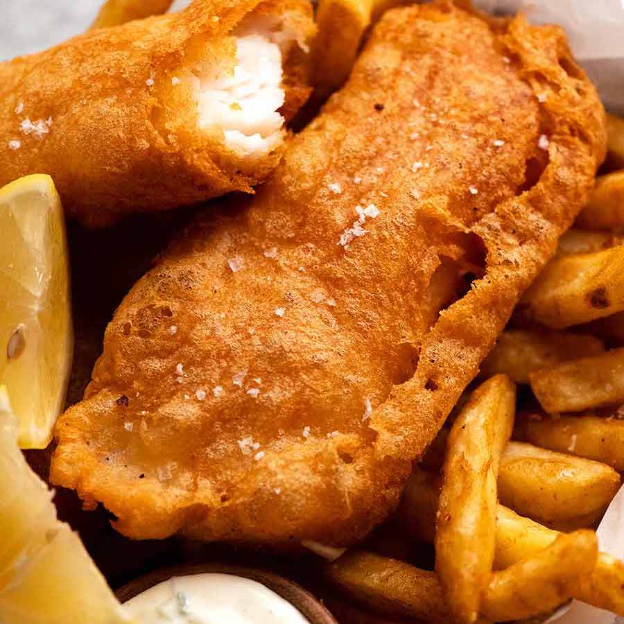 What does beer do in fish and chips?