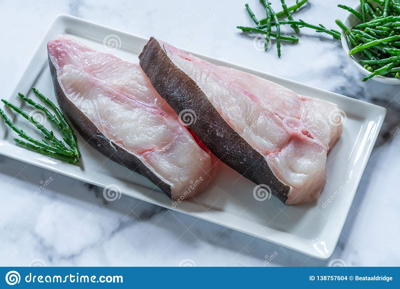 What does halibut look like raw?