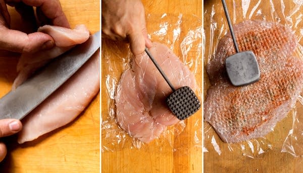 What does it mean to pound chicken breasts to tenderize them?