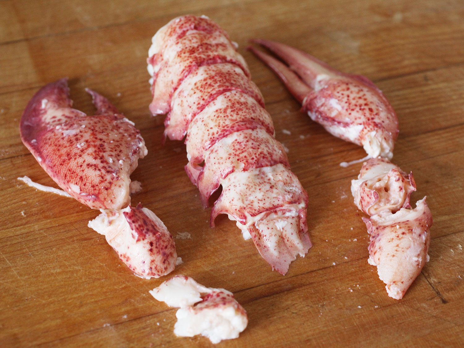 What does lobster meat look like before cooking?